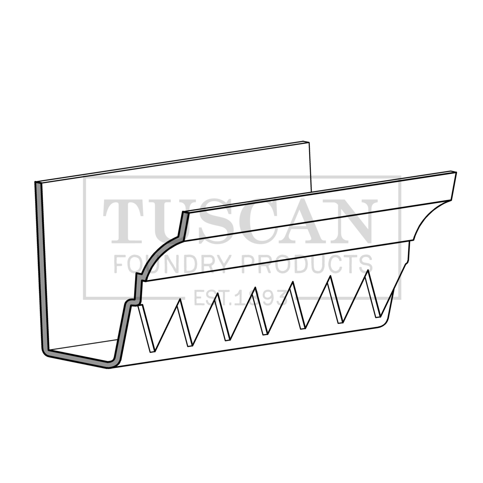 H14S large sand cast iron moulded guttering - large cast iron gutters
